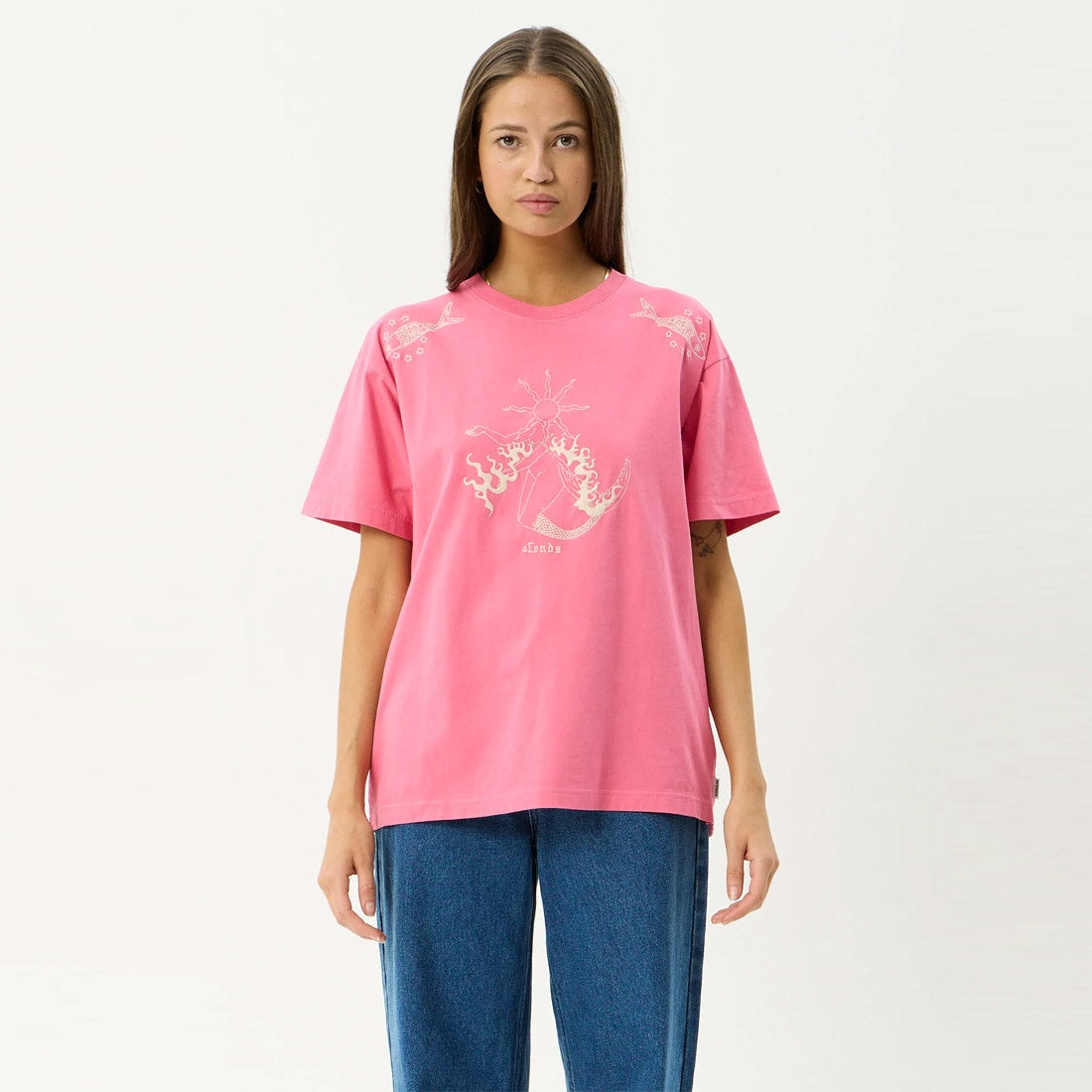 AFENDS Women's Sea Siren Oversized Tee - Washed Raspberry – Quest Store