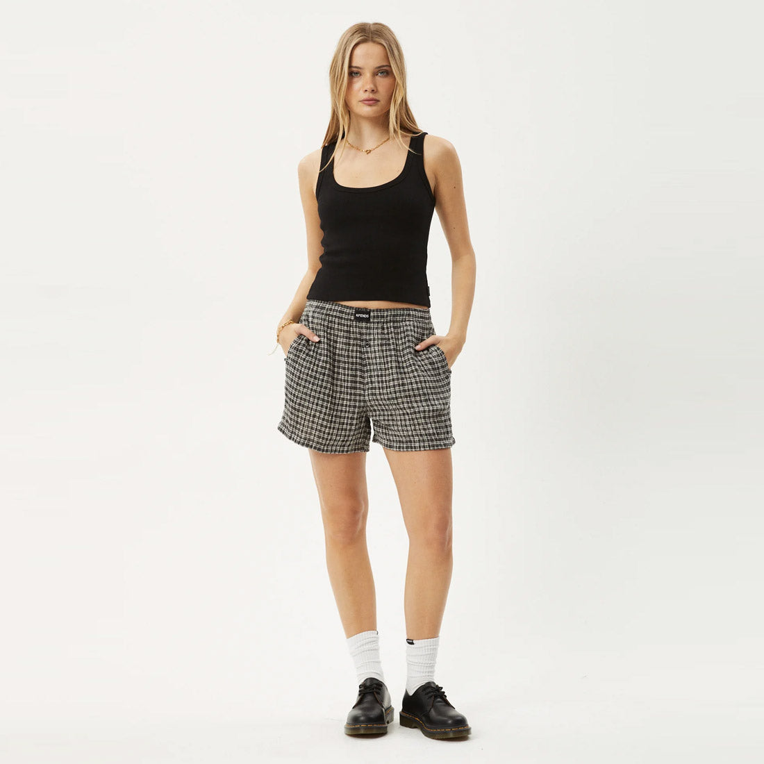 AFENDS Women's Asta Seersucker Boxer Short - Steel Check – Quest Store