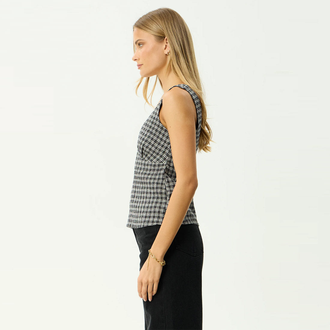 AFENDS Women's Giselle Asta Seersucker Top - Steel Check – Quest Store
