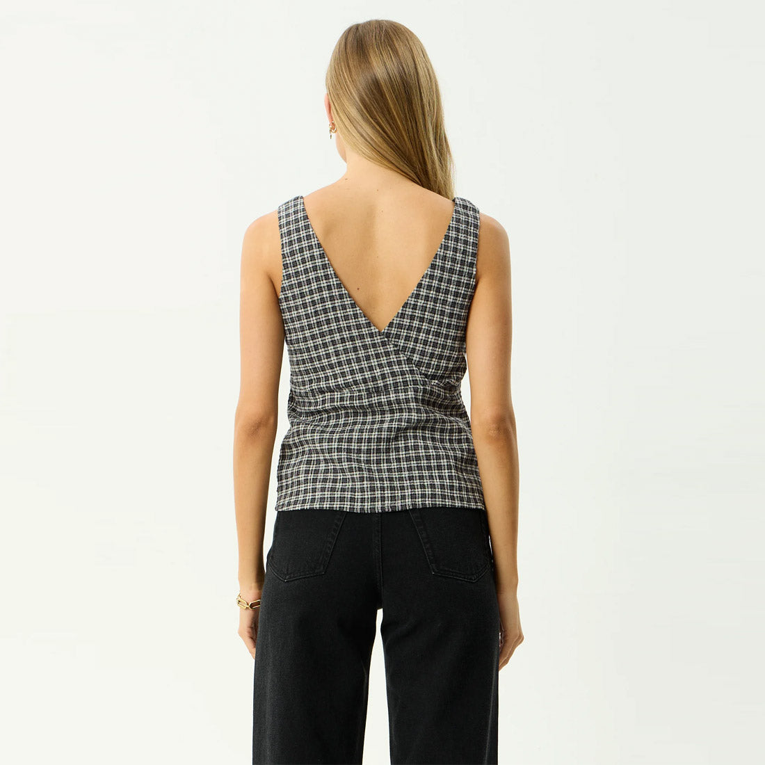 AFENDS Women's Giselle Asta Seersucker Top - Steel Check – Quest Store
