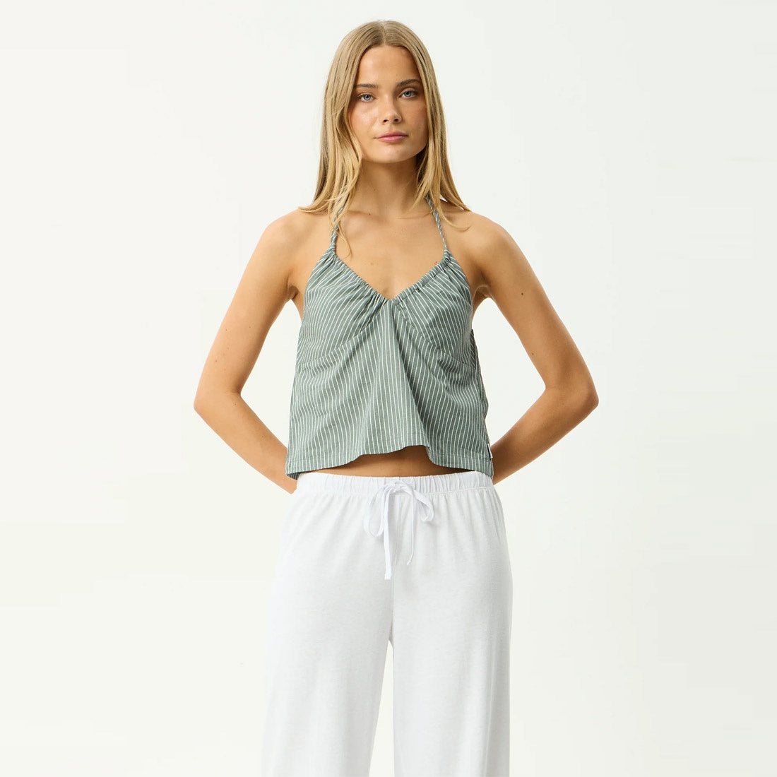 AFENDS Women's Pinned Halter Top - Sycamore Stripe – Quest Store