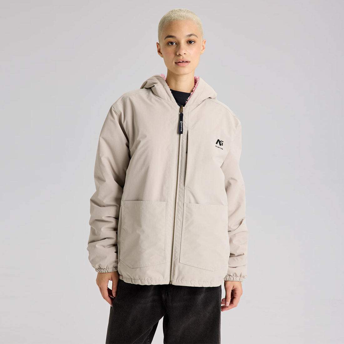 BURTON Analog AG Speakout Crewneck Jacket 2026 - Stone Grey/Plush Pink ...