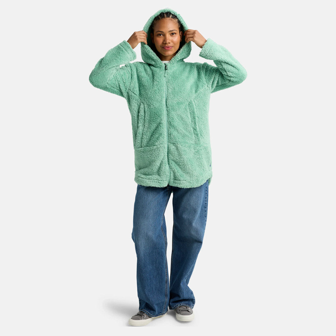 BURTON Women's Minxy Hi-Loft Fleece Full Zip Hood 2026 - Soft Sage ...