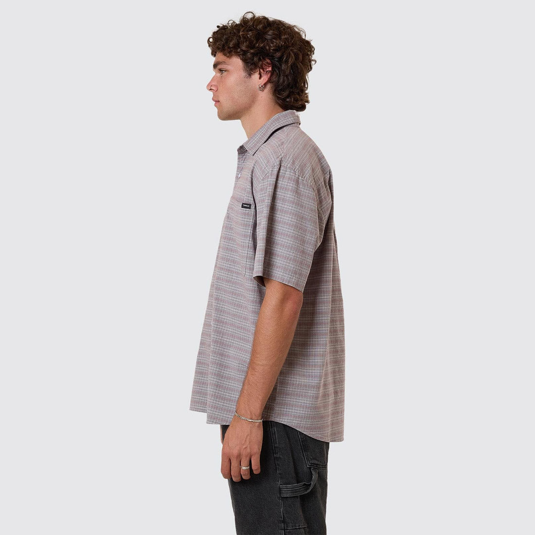 THRILLS Minimal Thrills Stripe Check Short Sleeve Shirt - Smog – Quest ...